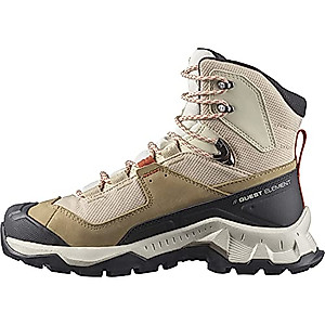 Salomon Quest Element Gore-TEX Hiking Boots for Women, Safari/Vanilla Ice/Mecca Orange, 10