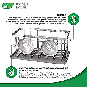 Heavy Duty Sink Caddy for Wet Dish Rag and Sponge Holder - Hang, Suction, or Counter Use - by Mary's House