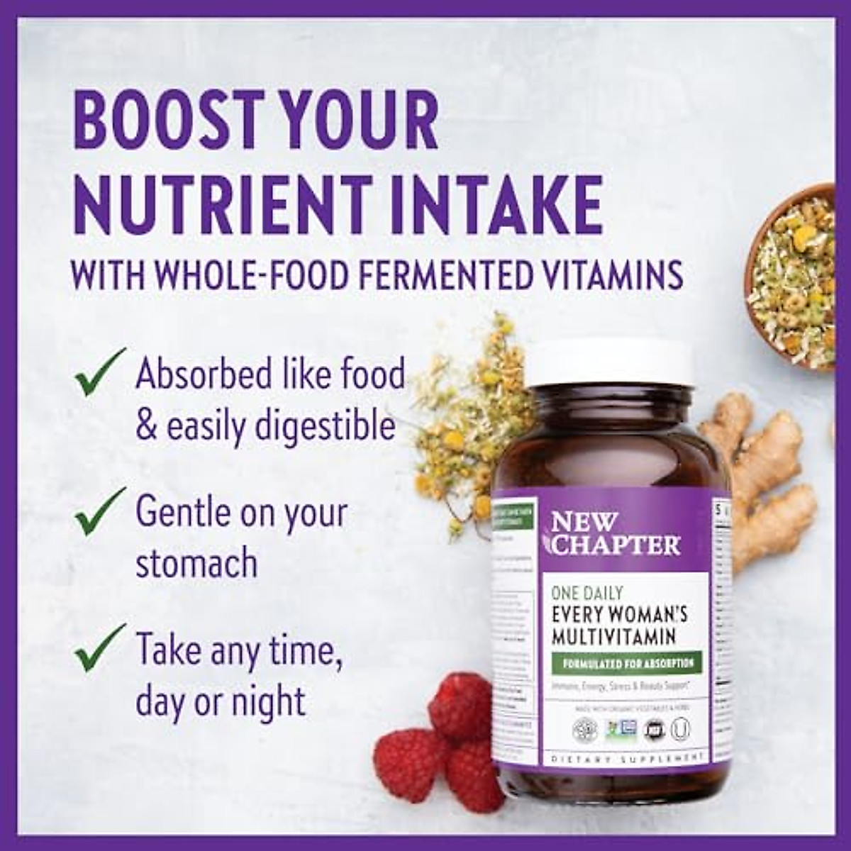 New Chapter Women's Multivitamin for Immune, Beauty + Energy Support with 20+ Nutrients -- Every Woman's One Daily, Gentle on the Stomach, 96 Count