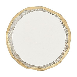 4 Pack Natural Selenite Crystal Coasters for Drinks, Geode Slices with Gold Painted Edge (3.75-4 in)