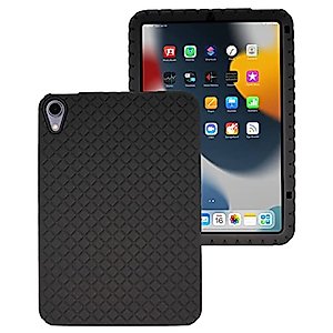Veamor iPad Mini 6 Case Cover, Anti Slip Silicone Flexible Rubber Protective Bumper for Apple iPad Mini 6th Gen 8.3 Inch 2021, Kids Friendly/Drop Proof/Shockproof (Black)