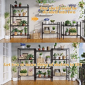 YuAnWe 4 -Tiers Plant Stand with Adjustable Height, Plant Stand Indoor Outdoor Plant Shelf with 500LBS Capacity, Heavy Duty Kitchen Shelves for Garage Home Office Outdoor Indoor