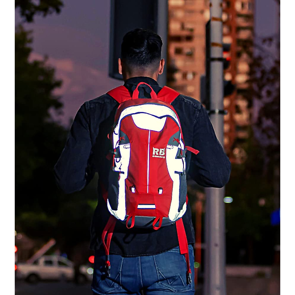 riderbag Reflective Motorcycle Backpack 35L, Lightweight Water-Resistant Daypack with Laptop Pocket for Commuting, Biking, and Daily Use – Red