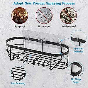 TARNABY Shower Caddy, RustProof Stainless Steel Shower Organizer Shelf, No Drilling Traceless Adhesive Shower Storage Rack for Bathroom, Kitchen（Black 3Pack