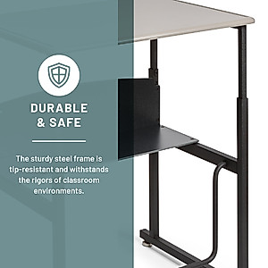 Safco Products AlphaBetter Adjustable-Height Desk, 28" x 20" Standard Desktop, Swinging Footrest Bar