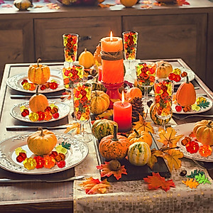 Japior Fall Vase Filler Decorations 90Pcs Acrylic Fall Leaves Pumpkin Marbles Pine Cones 510Pcs Water Beads Decor Centerpiece Table Decorations for Thanksgiving Halloween Autumn