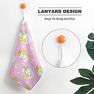 Lurnise Hand Towel Unicorn Hand Towels Dish Towel Lanyard Design for Bathroom Kitchen Sports