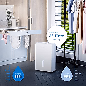 hOmeLabs 3000 Sq. Ft. Energy Star Dehumidifier - Ideal for Medium to Large Rooms, Bedrooms and Home Basements - Powerful Moisture Removal and Humidity Control - 35 Pint (Previously 50 Pint)