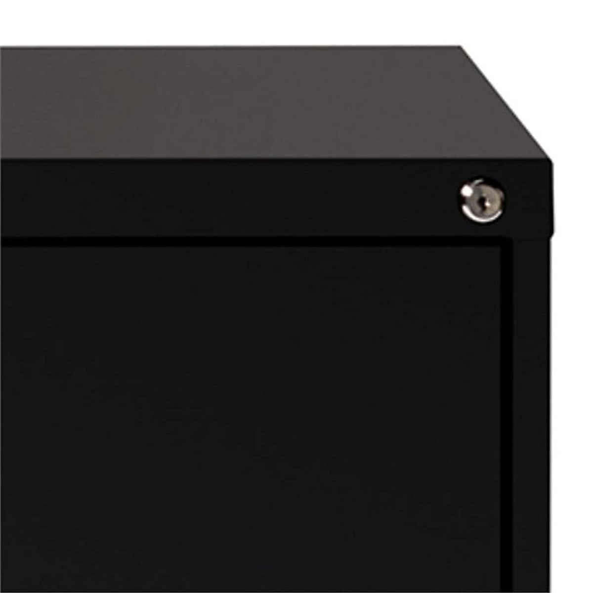 BOWERY HILL 2 Drawers 27.75" Lateral Black Metal Filing Cabinet Lockable Pre-Assembled Stationary Legal/Letter Size for Home, Office
