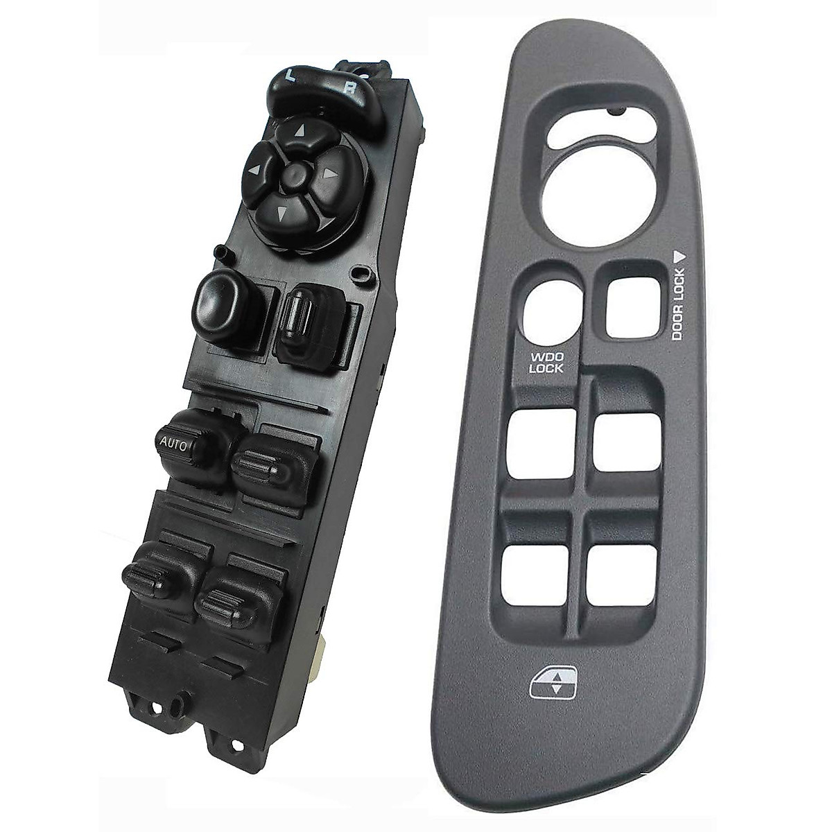 SWITCHDOCTOR Window Master Switch and Gray Bezel Set for 2002-2008 Dodge Ram 1500 2500 3500 (Quad Cab) (68171680AA, 56049805AB, 56049805AA, 56045334AE) (Medium Slate Gray)