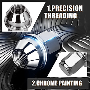 dynofit 24pcs 14x1.5 OEM/Stock Lug Nuts for 2015-2019 Expedition/F-150, M14-1.5 One-Piece Design Factory Chrome Wheel Lugnuts for Lincoln 2016-2018 MKX, 21mm Hex Anti-Rusting Updated