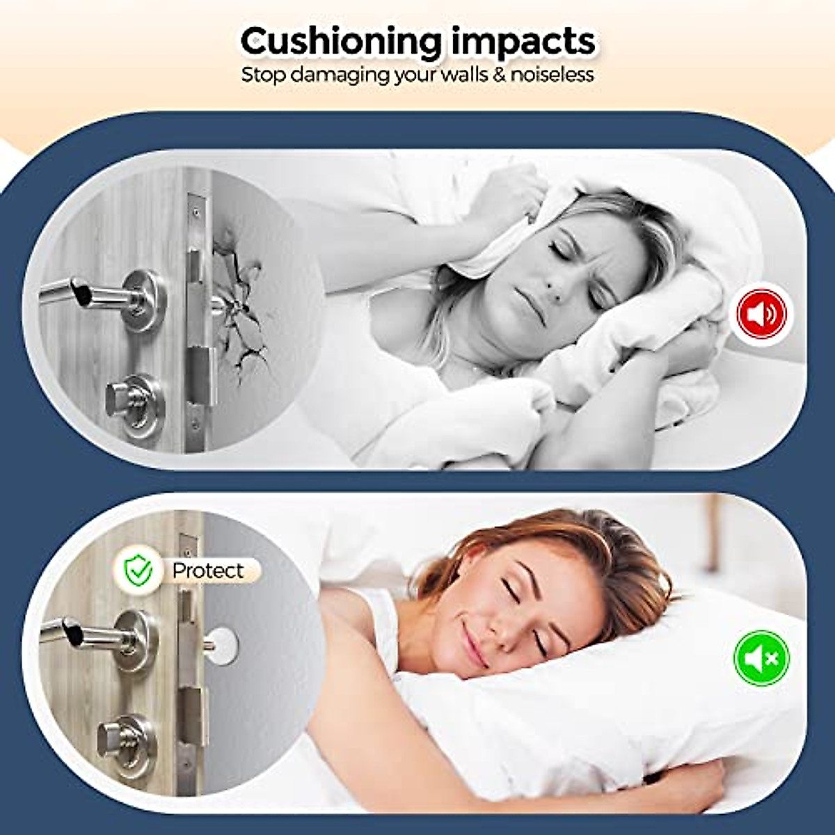 Ravinte Door Stopper Wall Protector 1.57" (12 PCS) Door Bumpers for Walls Self Adhesive Door Handle Bumpers for Kitchen Cabinets (White)