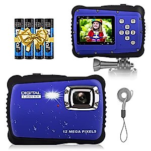 Kids Digital Camera-12 MP Children's Camera IP54 Rainproof Compact Video Camera with Flash,8X Digital Zoom, Point and Shoot Cameras for 3-14 Year Old Teen Boys Girls Christmas Birthday Gifts