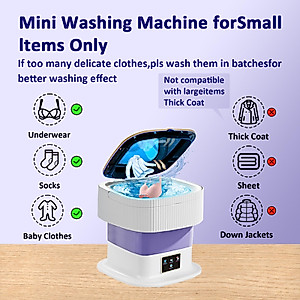 Mini Washing Machine,11.5L Portable Washing Machine and Dryer, Small Washing Machine Deep Cleaning Of Underwear, Purple Portable Washer Suitable for Underwear, Baby Clothes, Sock
