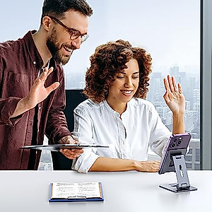 UGREEN Cell Phone Stand Desk Phone Holder Compatible with iPhone 15 14 13 12 Pro Max 11 XS Max XR X 8 Plus, Fully Adjustable Foldable Desktop Aluminum Smartphone Stand