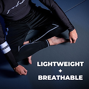 Gold BJJ Jiu Jitsu Shorts - IBJJF Approved No Gi Fight Short - for Grappling, MMA, Wrestling, Muay Thai & Boxing (Black, Medium)