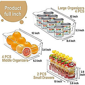 Set of 18 Fridge Organizer (16 Organizers and 2 Egg Containers) Stackable Pantry Organizers for Kitchen, Pantry, Cabinets, Drawers and Freezers