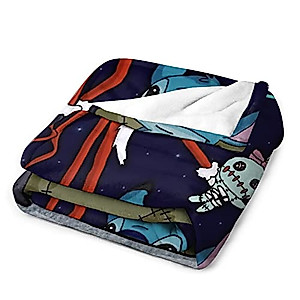 Stitch Blanket 350GSM Halloween Flannel Throw Blanket for All Seasons Super Soft and Cozy Medium Plush Blankets for Sofa, Couch and Bed 50"x60"