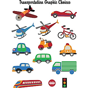 RNK Shops Personalized Transportation Waste Basket - Double Sided (White)