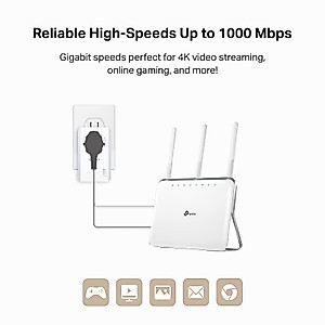 TP-Link AV1000 Powerline Ethernet Adapter(TL-PA7017P KIT)- Gigabit Port, Plug and Play, Extra Power Socket for Additional Devices, Ideal for Smart TV (Renewed)