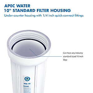 APEC Water Systems HW-10-A 10" White Standard Filter Housing with 1/4" John Guest Fittings