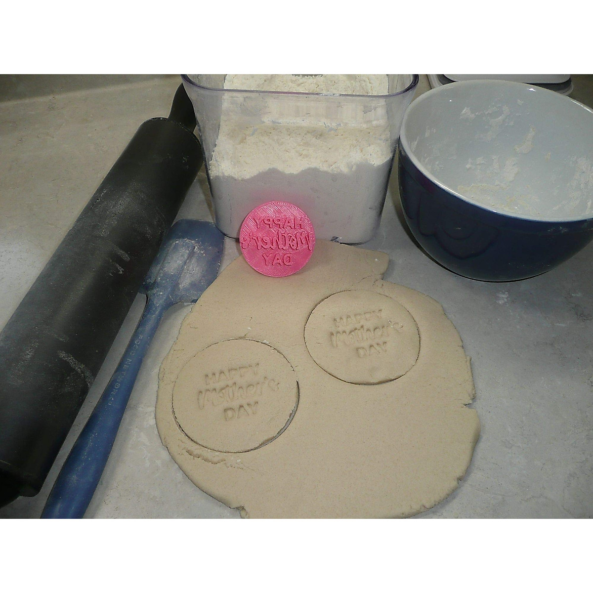 YNGLLC HAPPY MOTHERS DAY WORDS BLOCK SCRIPT FONT MOM MOMMY MAMA COOKIE STAMP EMBOSSER BAKING TOOL 3D PRINTED MADE IN USA PR4195, Pink