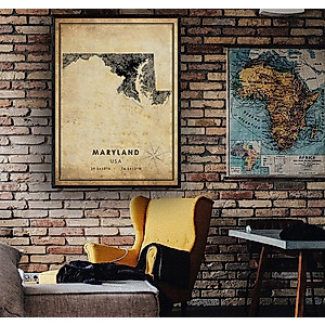 Maryland Vintage Map Print Maryland Map USA Map Art Maryland City Road Map Poster Vintage Gift Map