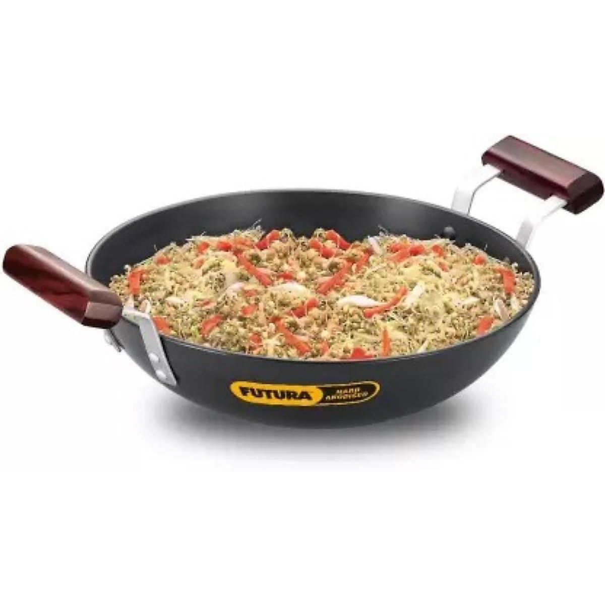 HAWKINS Futura Hard Anodised Deep-Fry Pan (Kadhai) With Stainless Steel Lid2.75 Litre Black