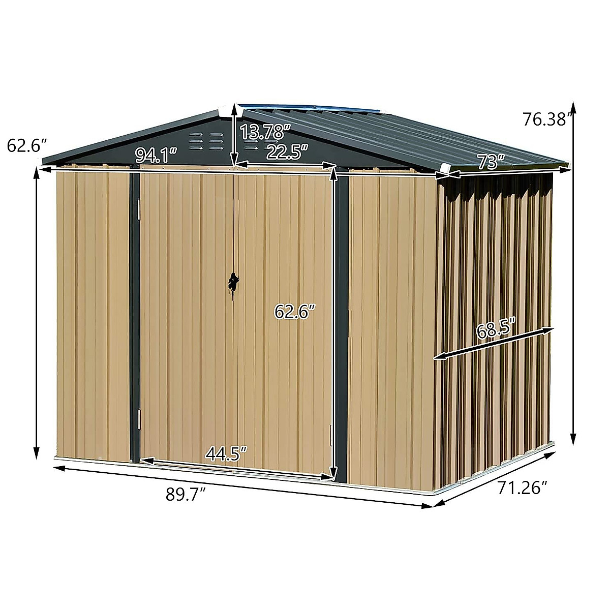 Catrimown 8' x 6' Storage Shed, Utility Storage Shed for Garden Backyard Lawn, Patio House Building with Double Doors and Lock