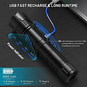 ALSTU Rechargeable Flashlights High Lumens, 990,000 Lumens Bright Led Flashlight with 7 Modes, Powerful Tactical Flash Light for Home Camping Hiking Outdoor