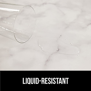 Gorilla Grip Vinyl Round Tablecloth, Fitted Elastic Edge Cover, Fade and Stain Resistant Table Cloths, Spill Proof Linen Covers for Indoor Dining, Outdoor Picnic Parties, Camping, 56" Marble White