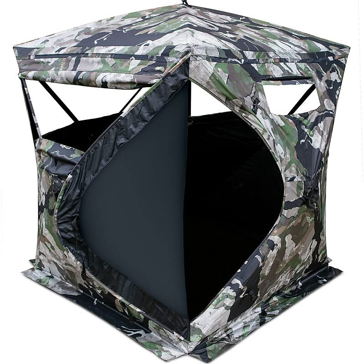 Primos Hunting Primos Hide-N-Sneak Hunting Blind, 270 Degree Ground Blind with Silent Slide Windows in Veil Camo