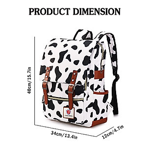 Xinveen Vintage Backpack School Bag College Daypack Slim Travel Rucksack Cow One Size