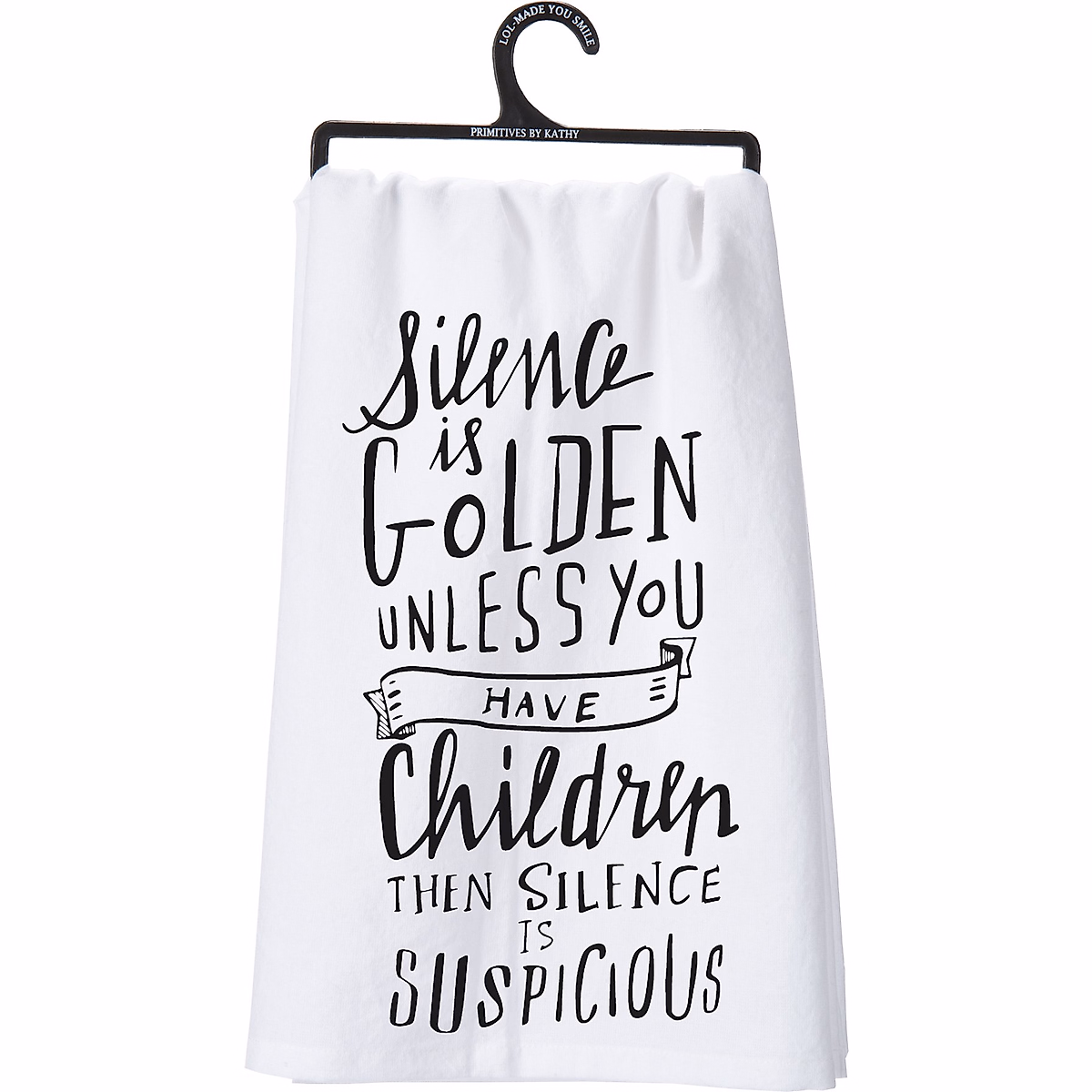 Primitives by Kathy LOL Cotton Dish Towel, Silence is Golden Small