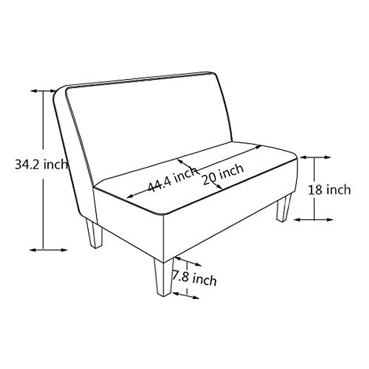 HAOBO Home ANNJOE Cushioned Linen Loveseat Settee Upholstered Sofa Backrest Couch Banquette Bench for Dining Room Living Room Bedroom Funiture