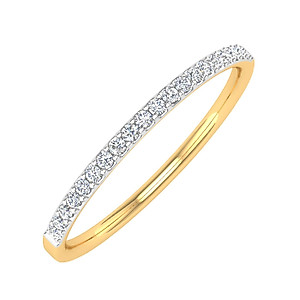 1/10 ctw 10K Yellow Gold Round Diamond Ladies Wedding Anniversary Stackable Ring - IGI (Ring Size 5.25)