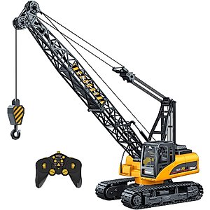 Top Race 15 Channel Remote Control Crane Toy - Battery Powered 1:14 Scale RC Construction Vehicles with Heavy Metal Hook - Crane Truck for Kids 8-12 - Full Functional RC Crane with 2.4GHz Remote