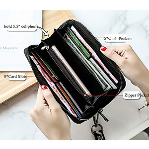 Marchome Holographic Clutch Wallet Iridescent Cellphone Handbag with Removable Lanyard (Blue, One Neck Lanyard)