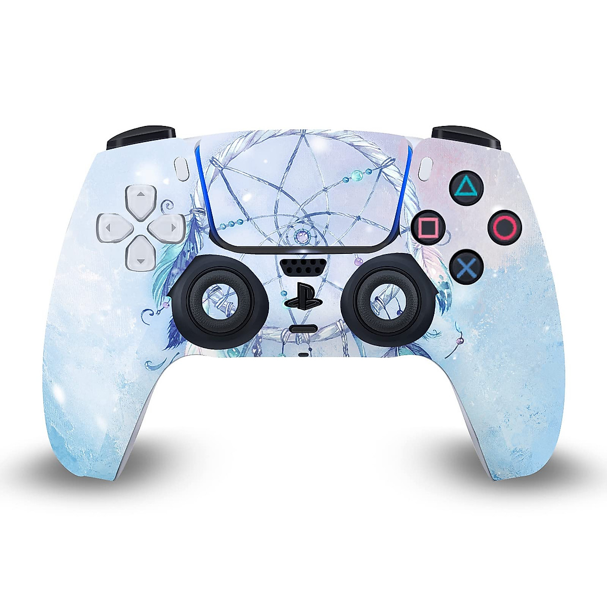Head Case Designs Officially Licensed Simone Gatterwe Blue Dreamcatcher Art Mix Vinyl Faceplate Gaming Skin Decal Compatible with Sony Playstation 5 PS5 Disc Edition Console & DualSense Controller