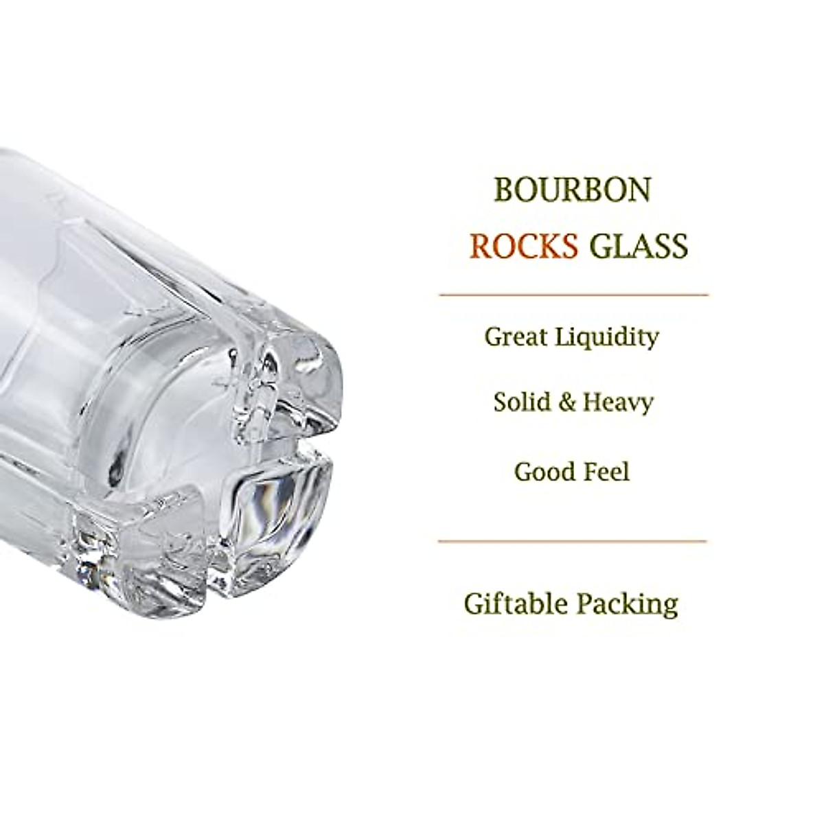 BothEarn Whiskey Rocks Glass Set of 2 - Clear Drinking Cup with Heavy Solid Base - Good for Bourbon Jack Daniels Tennessee and Scotch, 6.5 oz (185 ml)