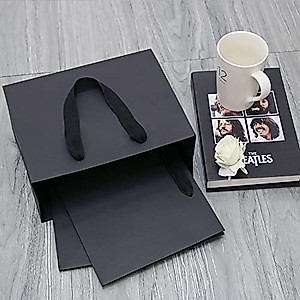 Aimyoo Black Paper Bags with Handles 10 Pack, Medium Gift Bags for Retail Small Business Merchandise Shopping Party,10x8x4.25 inch