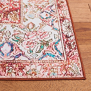 SAFAVIEH Tucson Collection Area Rug - 6' Square, Rose & Beige, Boho Chic Persian Design, Non-Shedding Machine Washable & Slip Resistant Ideal for High Traffic Areas in Living Room, Bedroom (TSN122R)