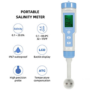 Salinity Meter S-200 IP67 Waterproof Salinity Meter Tester for Food Salt Concentration Measuring
