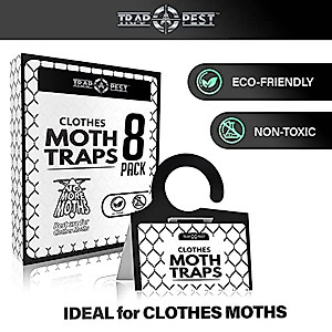 TRAP A PEST Clothing Moth Traps - 8 Pack - Non Toxic Moth Traps for Clothes with Pheromone Attractant - Odorless Sticky Traps for Closet, Carpets