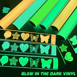 WRAPXPERT Glow in The Dark Permanent Vinyl Roll, Lime Green Glow in The Dark Vinyl for Wrap,Stickers,Decal,Lettering,12" x5ft