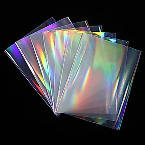 Black Lotus 100CT Double Side Foil Gemstone Rainbow Laser Flashing Card Sleeves Trading Cards Shield Magic Card Protector Holographic Flashing Protective Idol Cover (Rainbow 65x90mm)