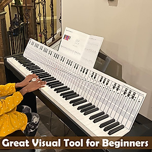 QMG Piano and Keyboard Note Chart for 88 Keys, Use Behind the Keys, Ideal Visual Tool for Beginners Learning Piano or Keyboard, Easy to Set Up