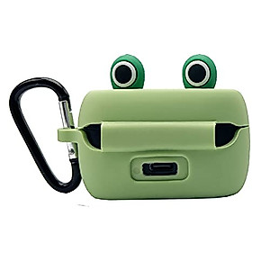 Cartoon Kawaii Case for Jabra Elite Active 75t/Elite 75t Earbuds;Seadream Portable Cute 3D Frog Eye Animal Cartoon Scratch Shock Resistant Protective Cover with Carabiner (Frog Eye)