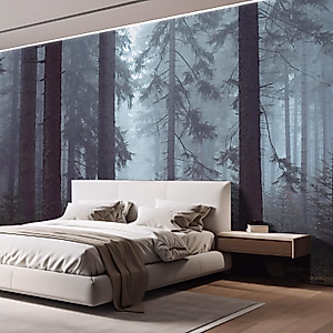 wall26 Foggy Pin Forest - Removable Wall Mural | Self-Adhesive Large Wallpaper - 100x144 inches