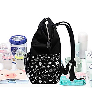 MERRYSUGAR Diaper Bag Backpack Halloween Skull Black Baby Bag School Backpack Mommy Bag Large Multifunction Travel Bag